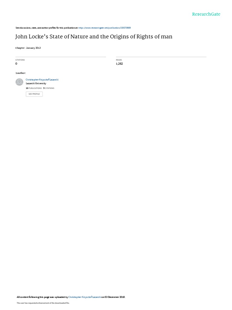 Lockes State of Nature and The Origins of Rights of Man | PDF | Natural ...