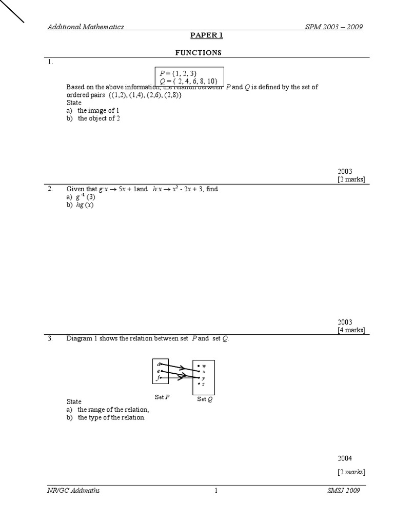 Module SPM Paper 1 | PDF | Quadratic Equation | Function (Mathematics)