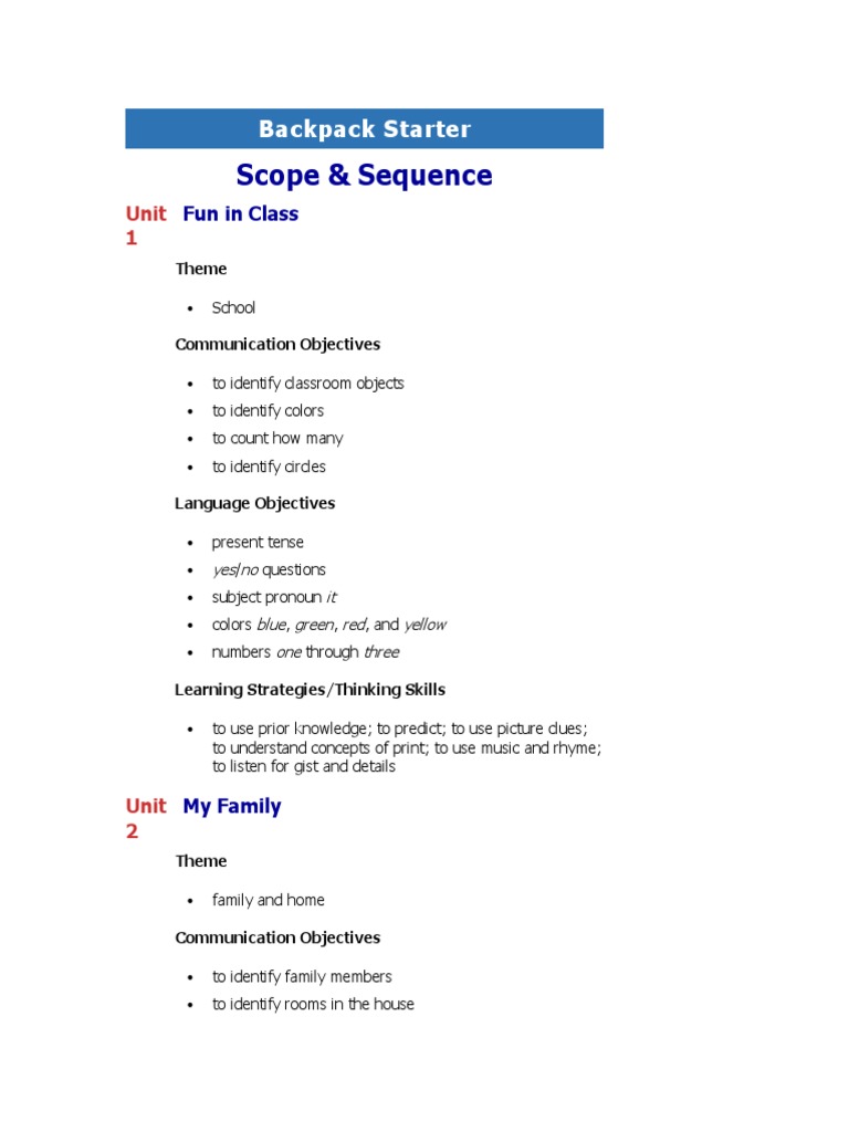 Backpack Scoop & Sequence | PDF | Grammatical Tense | Learning