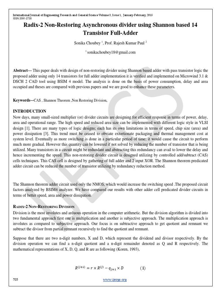 Non Restoring Asynchronous Divider | PDF | Division (Mathematics ...