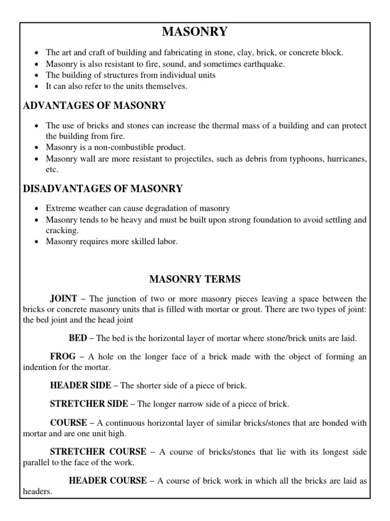 Final Written Masonry | PDF | Masonry | Brick