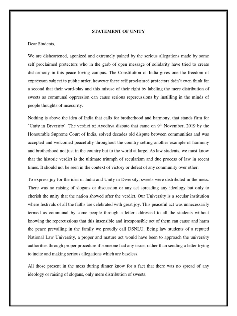 Statement of Unity PDF | PDF | Religion And Belief