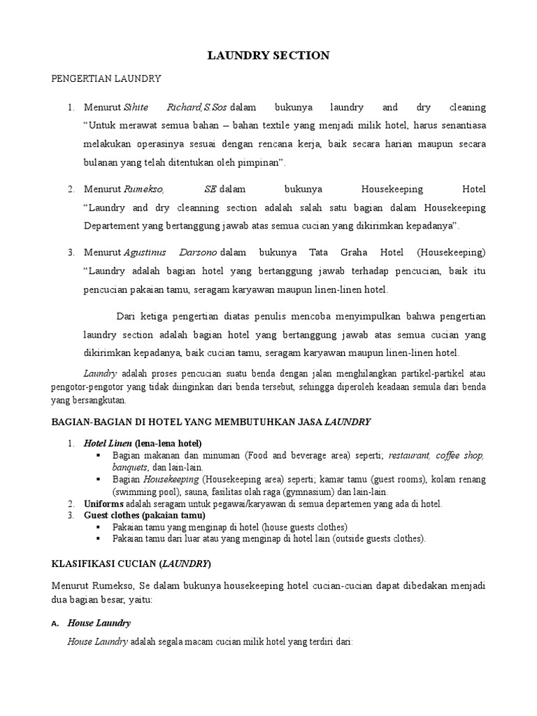 Laundry Section | PDF