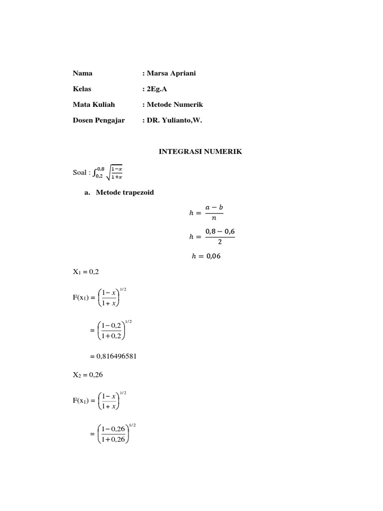 Numerical Integration Methods | PDF