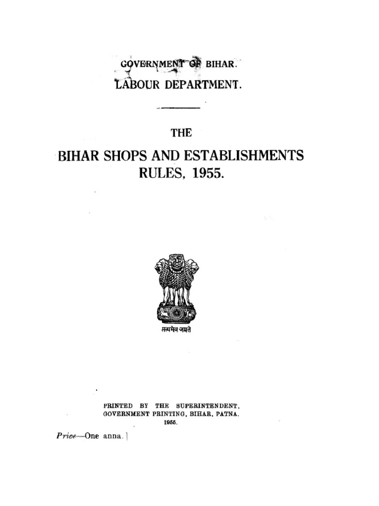 Bihar Shops and Establishments Act | PDF