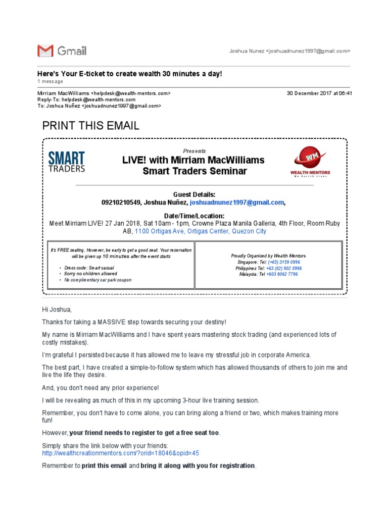 Free Smart Traders Seminar Invitation | PDF | Business
