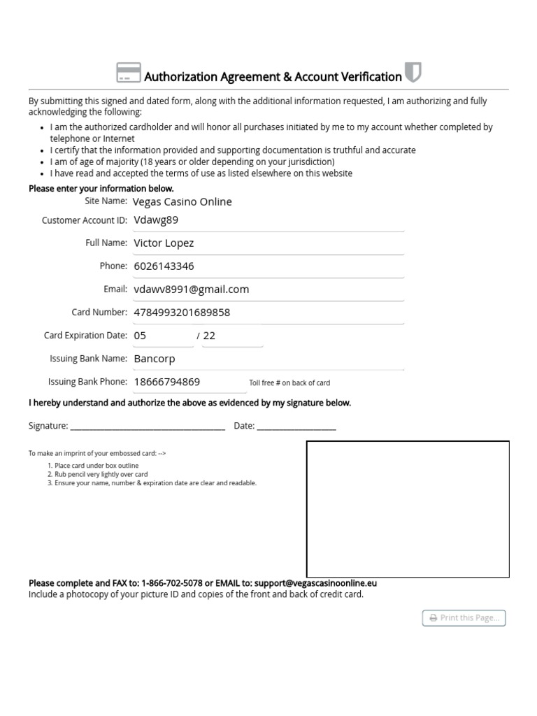 Authorization Agreement & Account Verification | PDF