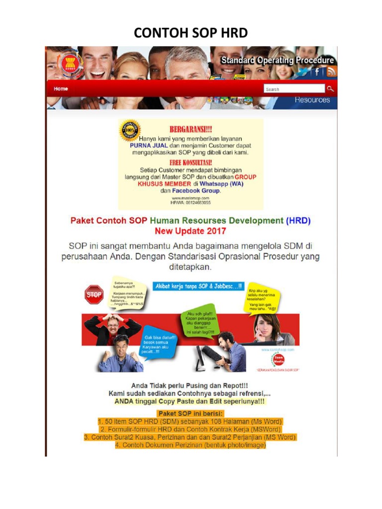 Contoh Sop Perusahaan HRD SDM PDF | PDF
