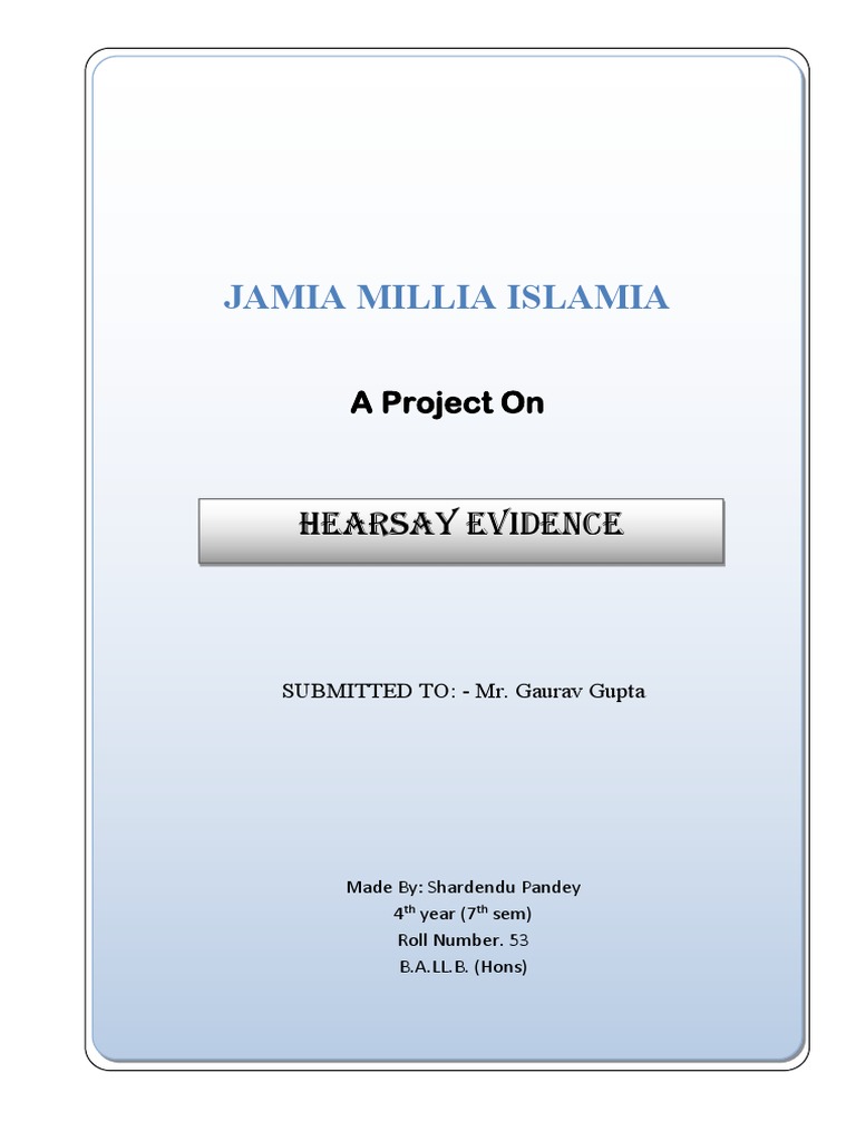 Hearsay Evidence | PDF | Hearsay | Hearsay In United States Law
