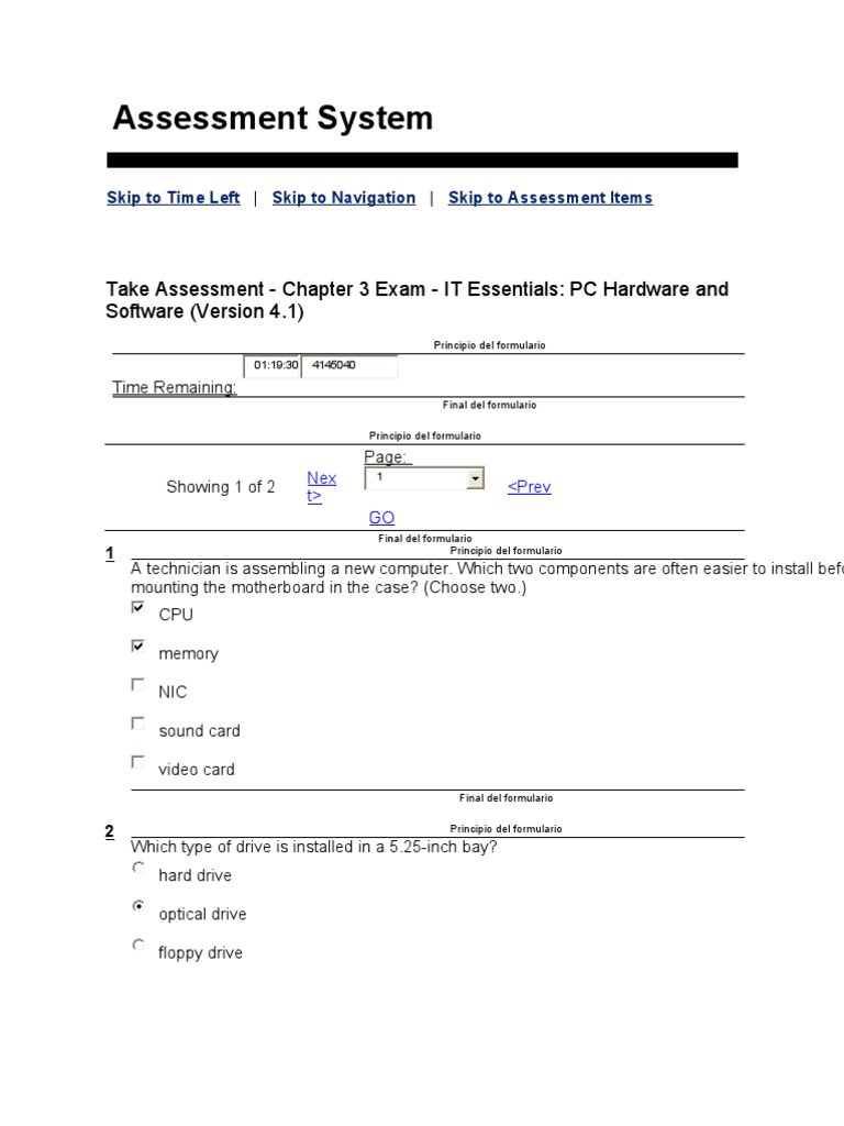 IT Essentials Chapter 3 Exam Assessment | PDF | Video Game Platforms ...