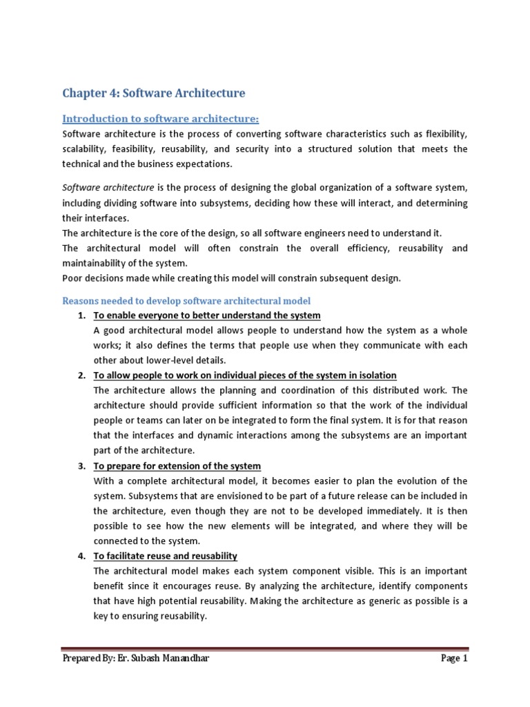 Chapter 4: Software Architecture | PDF | Model–View–Controller | Component Based Software ...