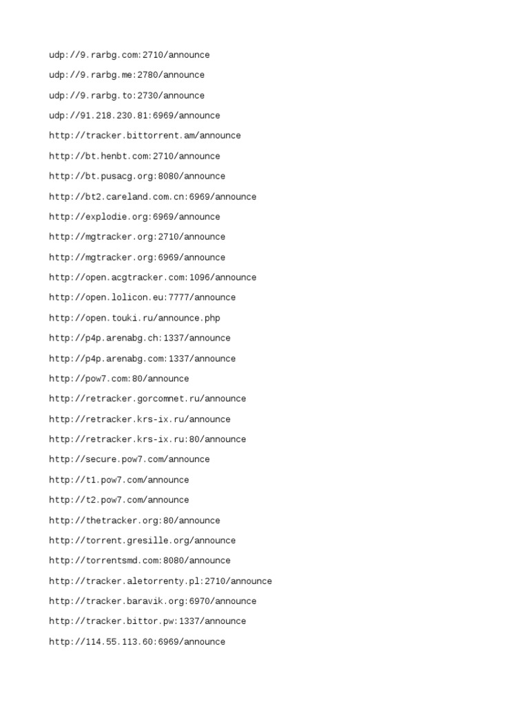 Torrent Tracker List | PDF
