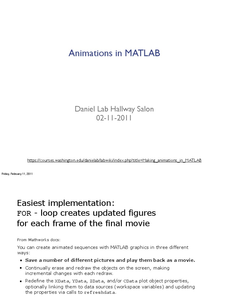 MATLAB animatedPlotsTutorialArmin PDF | PDF | Circle | Animation
