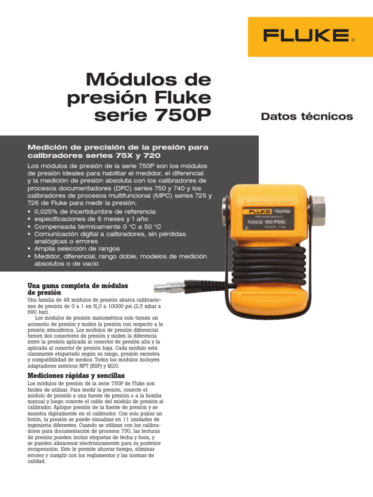 Modulos de Presión FLUKE | PDF | Bomba | Medición