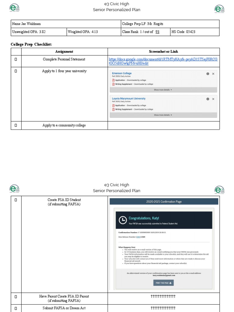 College Financial Aid Tracker | PDF | Act (Test) | Essays