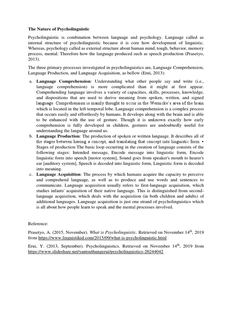 The Nature of Psycholinguistic | PDF | Language Acquisition ...