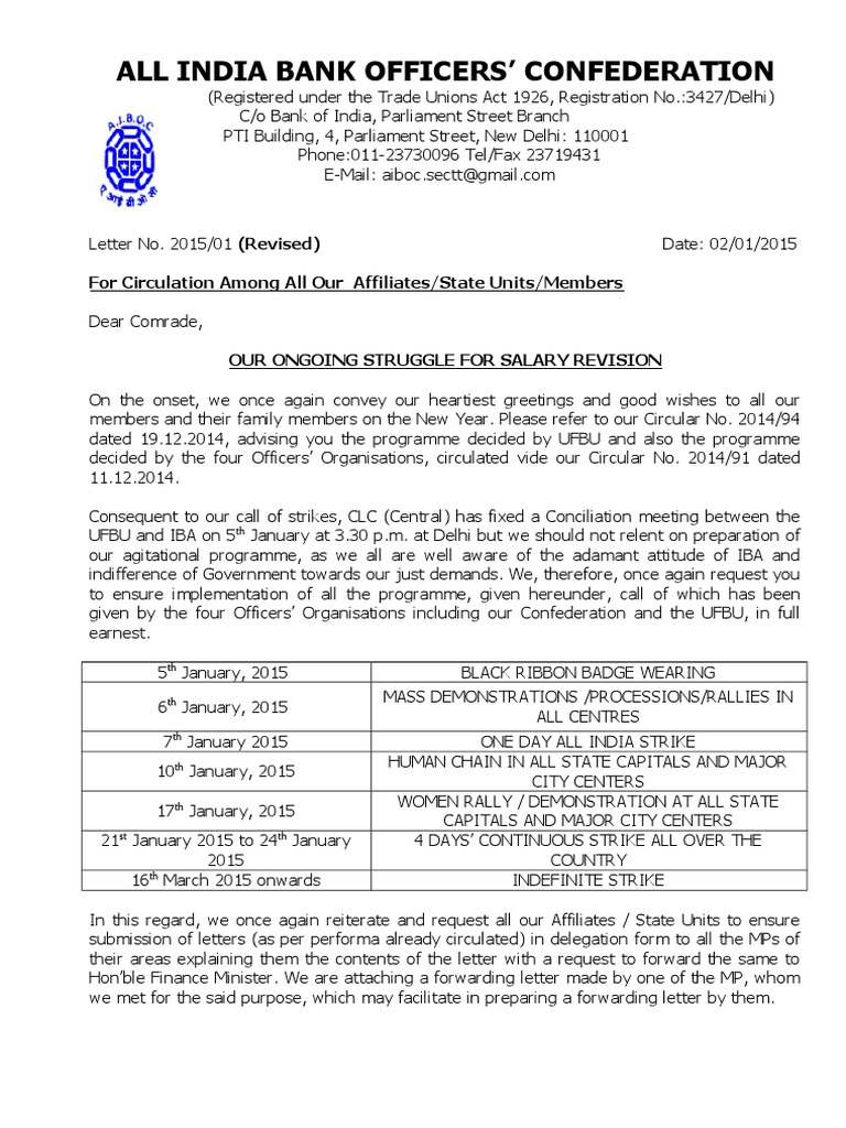 All India Bank Officers' Confederation: For Circulation Among All Our ...