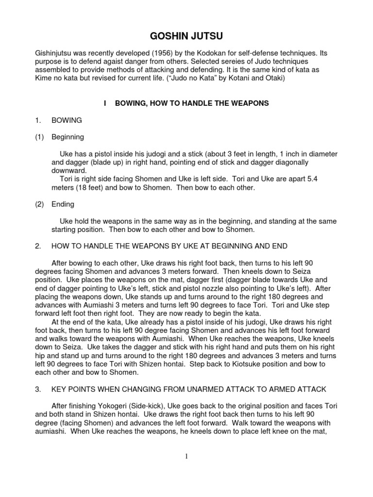 Goshin Jutsu: I Bowing, HOW TO Handle The Weapons | Download Free PDF ...