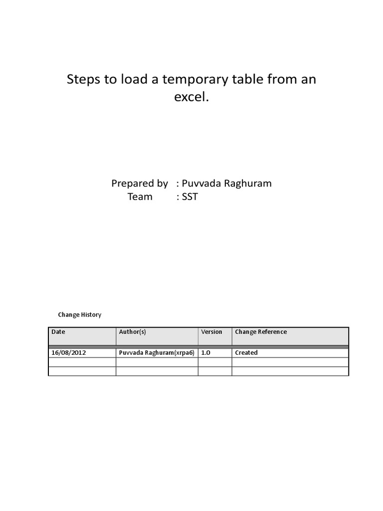 Load Excel to Temp Table Guide | PDF | Technology & Engineering