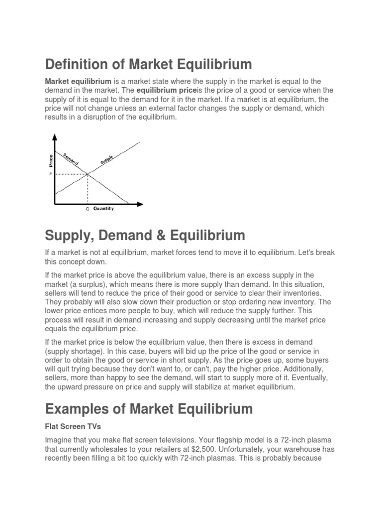 Definition of Market Equilibrium | PDF | Economic Equilibrium | Supply ...