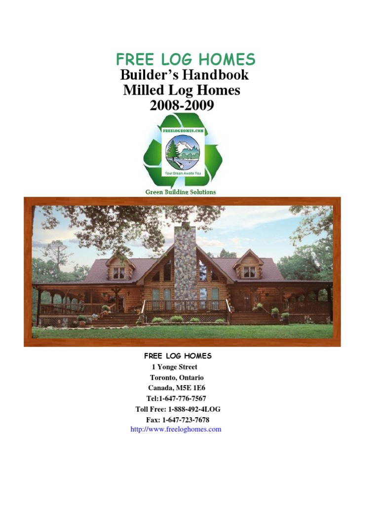 Free Log Homes Milled Log Building Manual 2 | PDF | Framing ...
