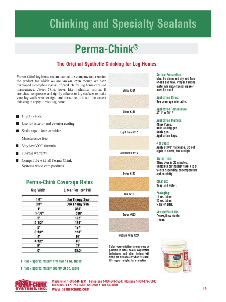 Chinking and Specialty Sealants: Perma-Chink | Download Free PDF | Log ...