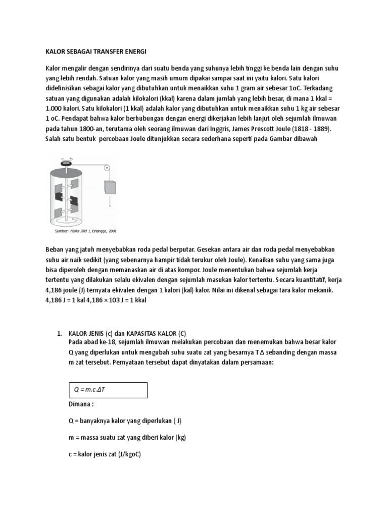 Kalor Sebagai Transfer Energi | PDF