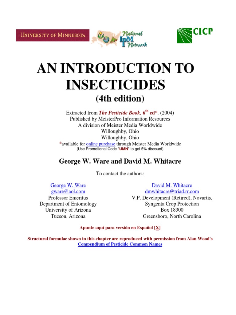 An Introduction To Insecticides: (4th Edition) | PDF | Insecticide | Ddt