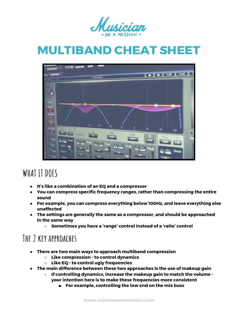 Multi Band Cheat Sheet | PDF | Equalization (Audio) | Audio Engineering