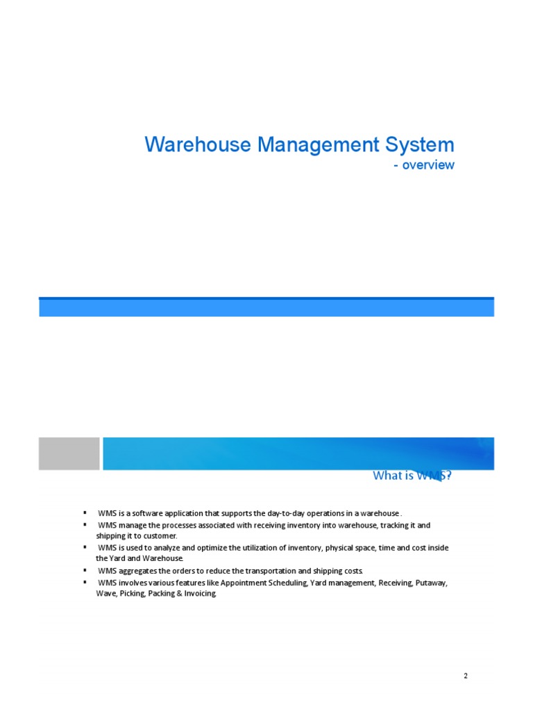Warehouse Management System Overview | PDF | Warehouse | Inventory