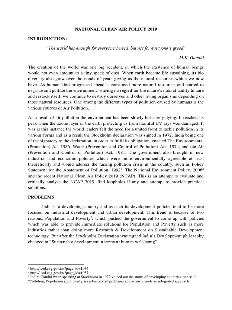 National Clean Air Policy 2019 | PDF | Air Pollution | Green Building