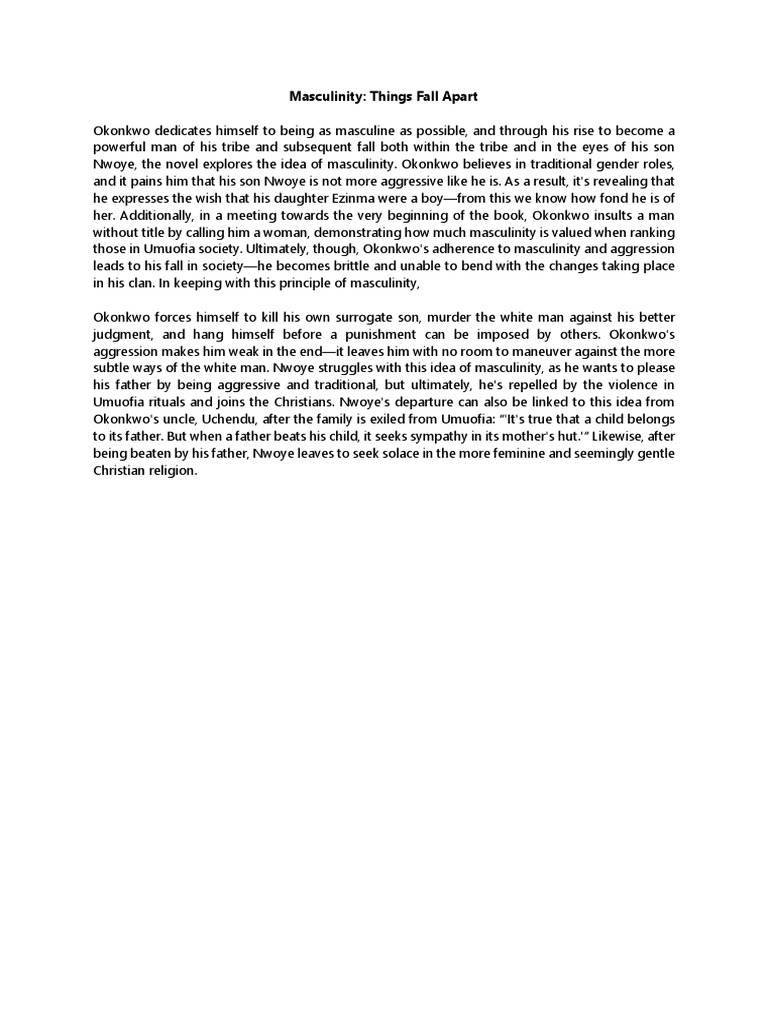 Masculinity: Things Fall Apart | PDF | Masculinity