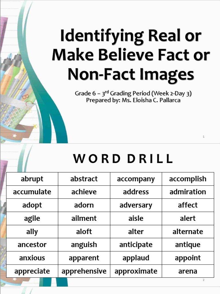 Identifying Real or Make Believe Fact or Non Fact | PDF