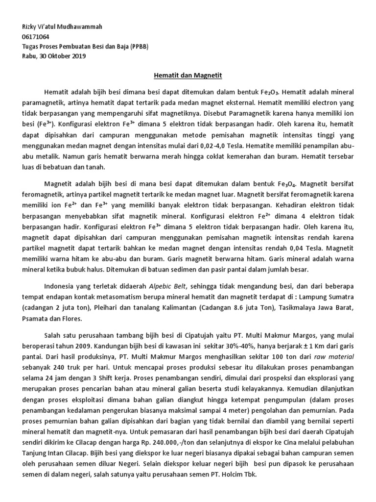 Proses dan Sumber Bijih Besi di Indonesia | PDF