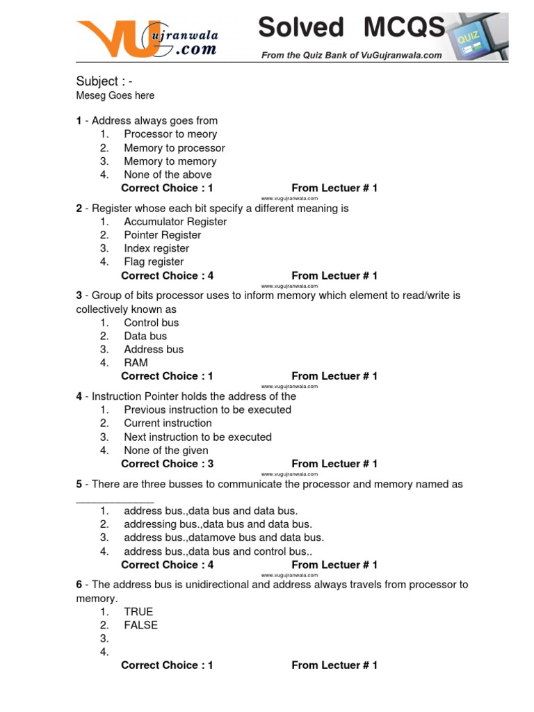 MCQS | PDF | Central Processing Unit | Pointer (Computer Programming)