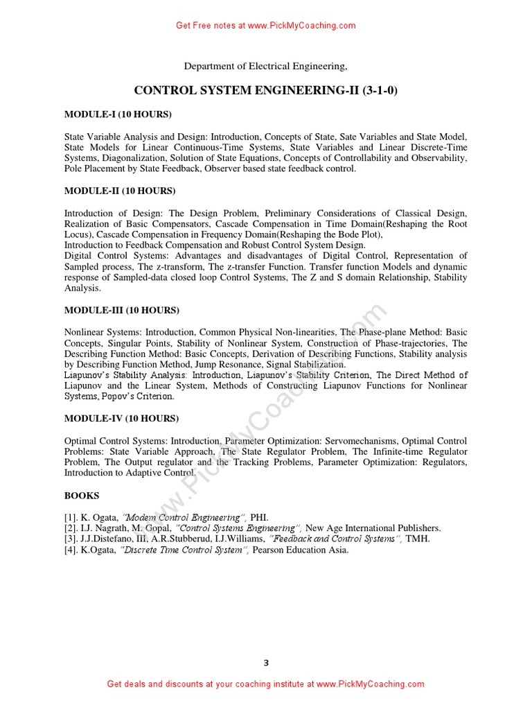 Control Systems Engineering | PDF | Control Theory | Eigenvalues And ...