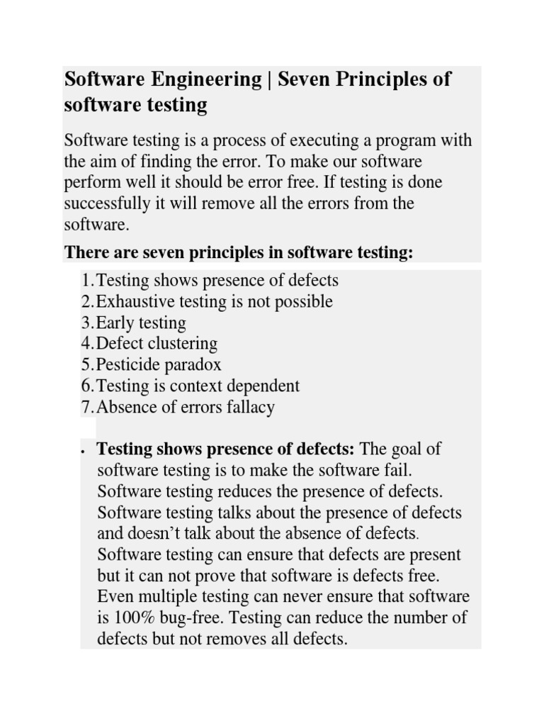 Seven Principles of Software Testing | PDF | Software Testing ...