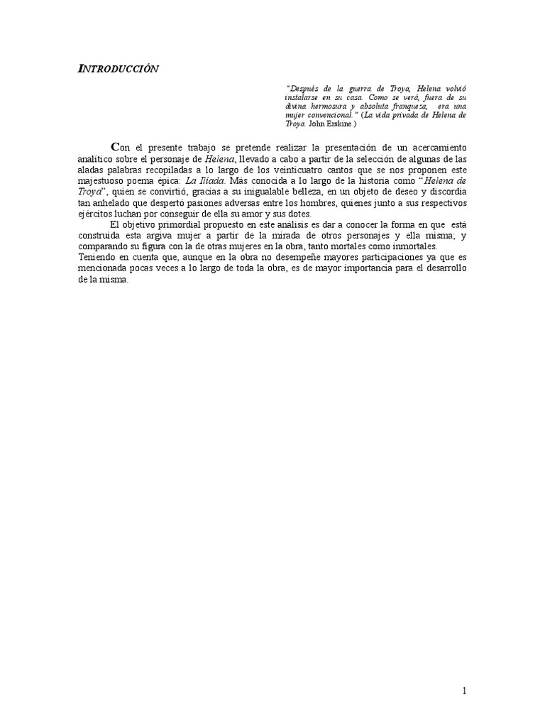 Construcción Del Personaje de Helena en La Ilíada | PDF | París ...