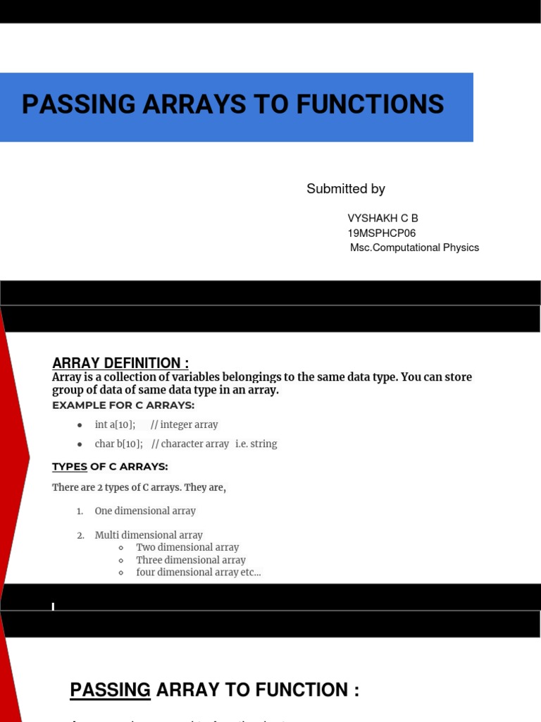 Passing Arrays To Functions | PDF