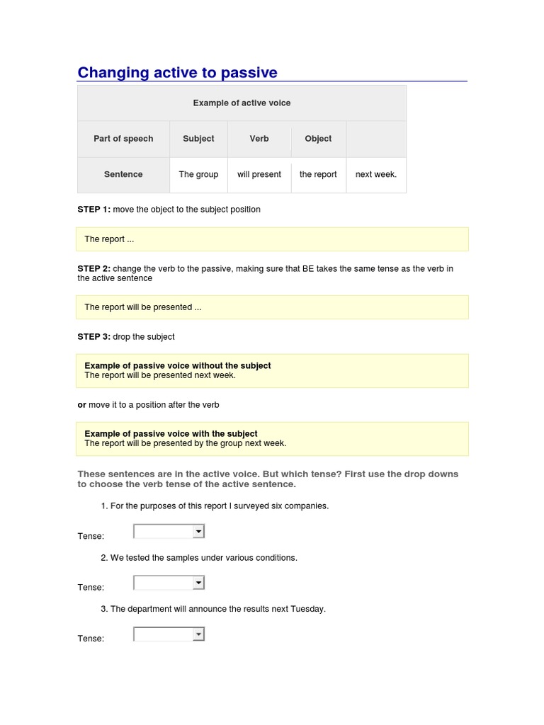 Active to Passive Voice Conversion Guide | PDF | Language Arts & Discipline