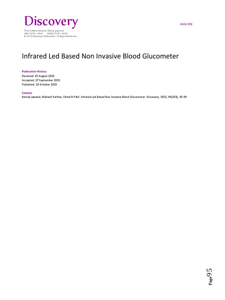 Infrared Led Based Non Invasive Blood Glucometer | PDF | Infrared | Amplifier