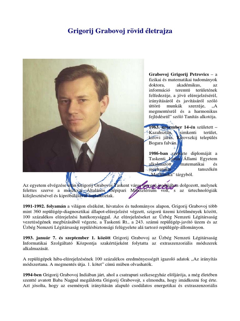 Grigorij Grabovoj Rövid Életrajza | PDF