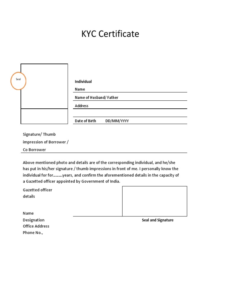 Kyc Certificate | PDF