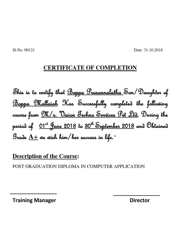 Course Complete Certificate | PDF