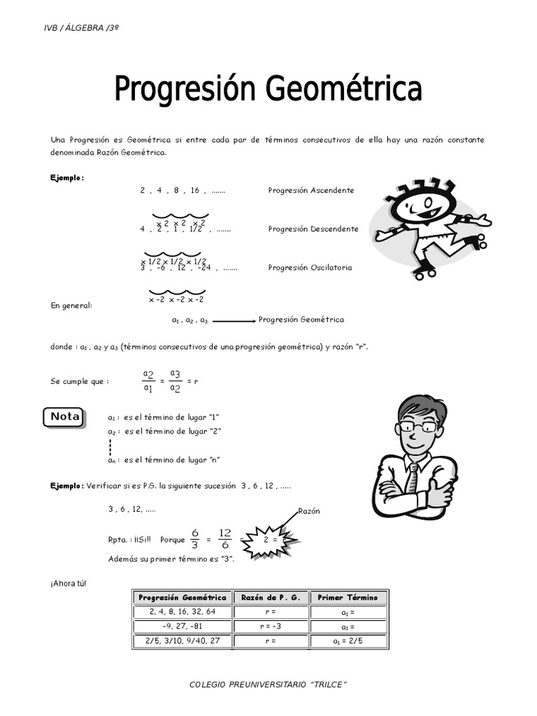 IV BIM - 3er. Año - ALG - Guía 5 - Progresión Geométrica | PDF | Números | Aritmética