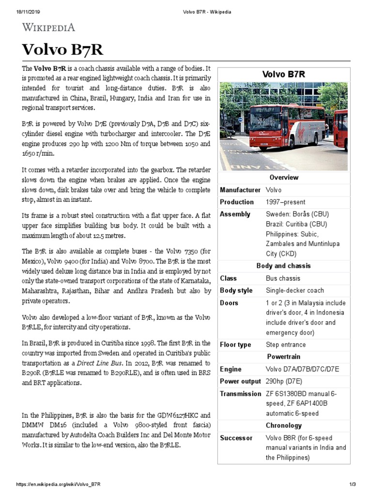 Volvo B7L | PDF | Motor Vehicle | Transport