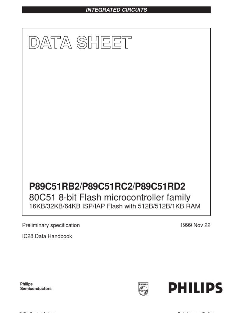 P89C51RB2/P89C51RC2/P89C51RD2: 80C51 8-Bit Flash Microcontroller Family | PDF | Microcontroller ...