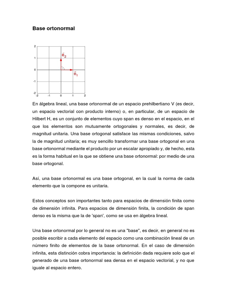 Base Ortonormal | PDF | Base (álgebra lineal) | Geometría