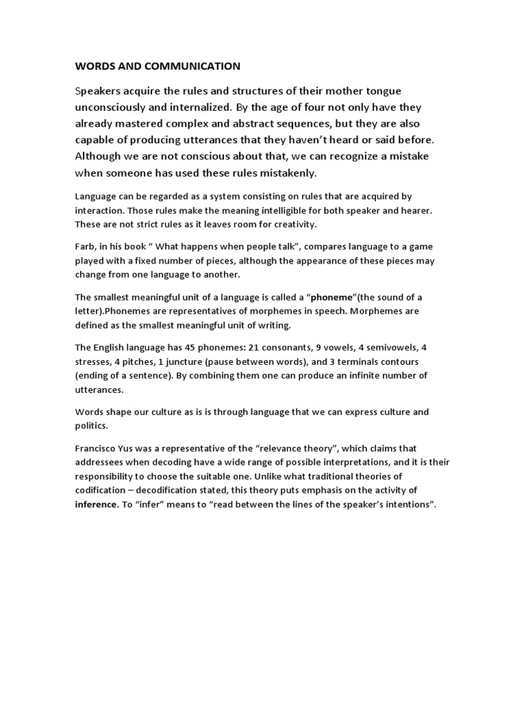 Words and Communication | PDF | Language Arts & Discipline