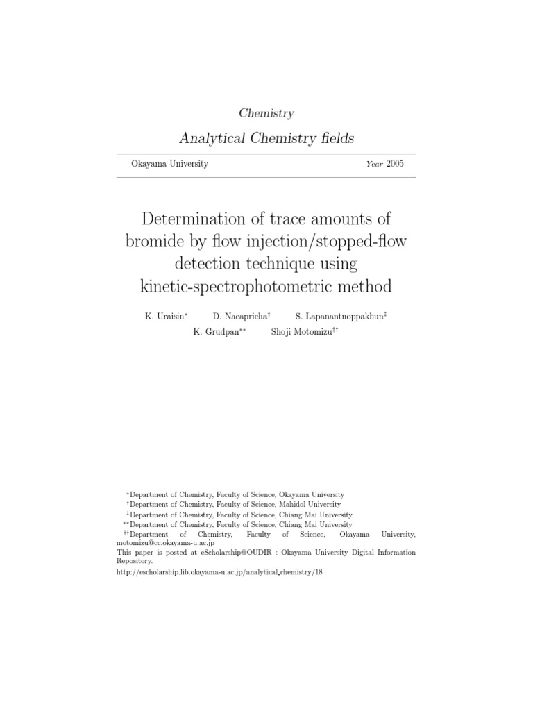 Determination Of Trace Amounts Of Bromide By Flow Injection Stopped Flow Detection Technique